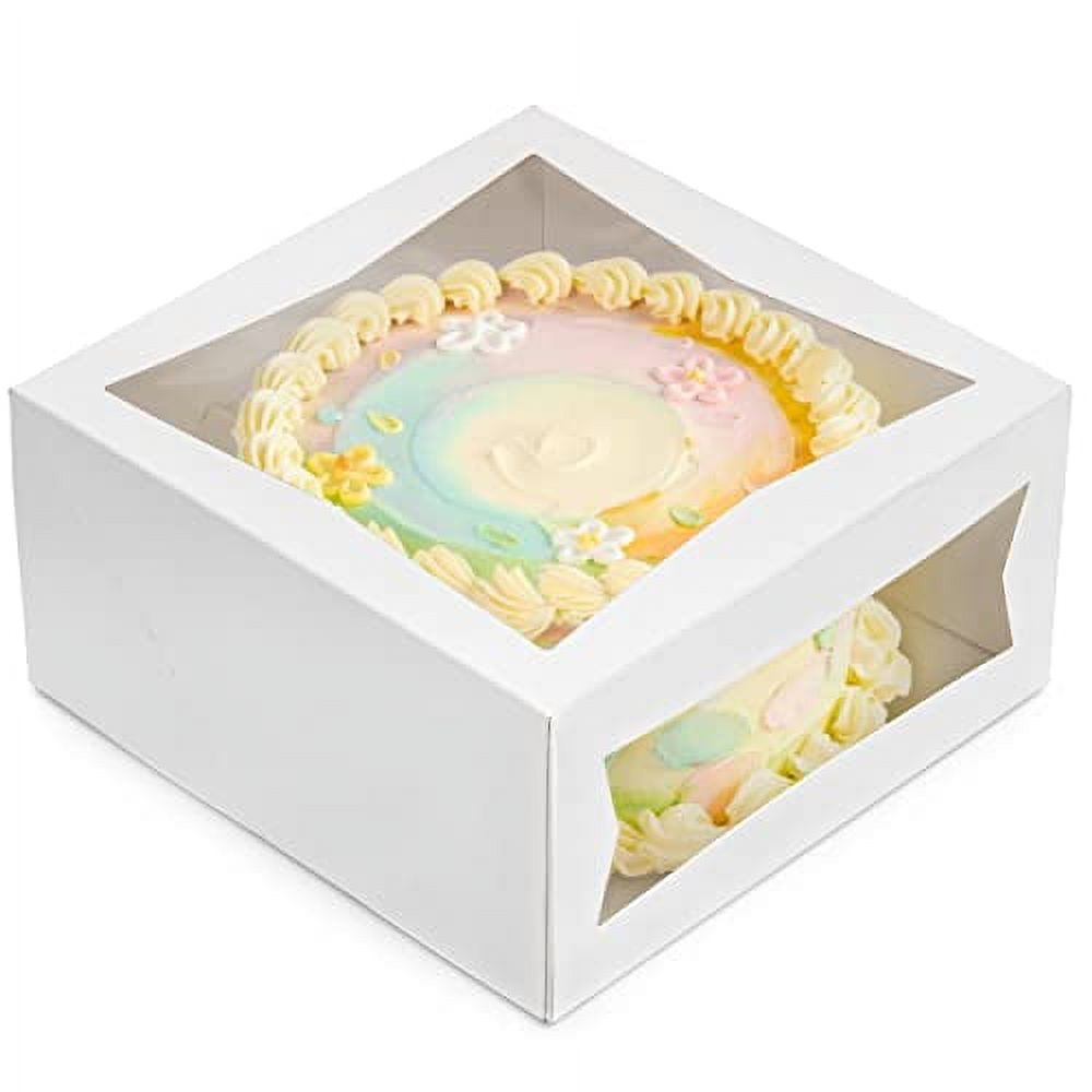Fit Meal Prep [25 Pack] Cake Boxes with Window 10x10x5 White Bakery ...