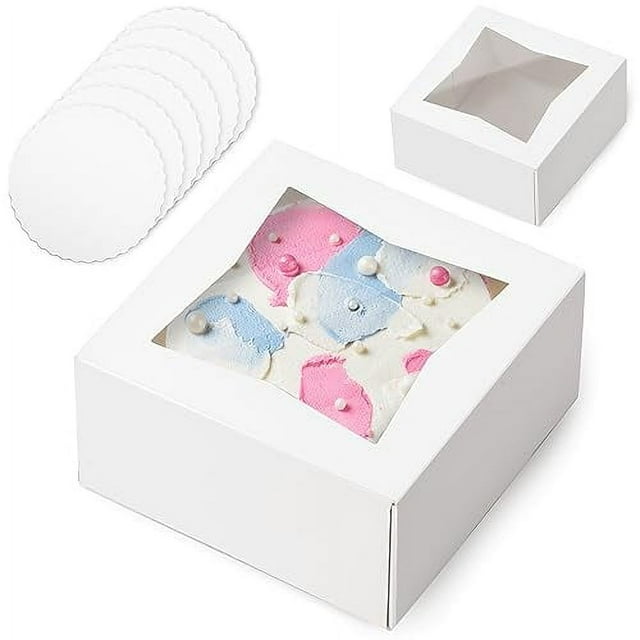 Fit Meal Prep [25 Sets Bakery Boxes with Window 6x6x3 White Cake Box ...