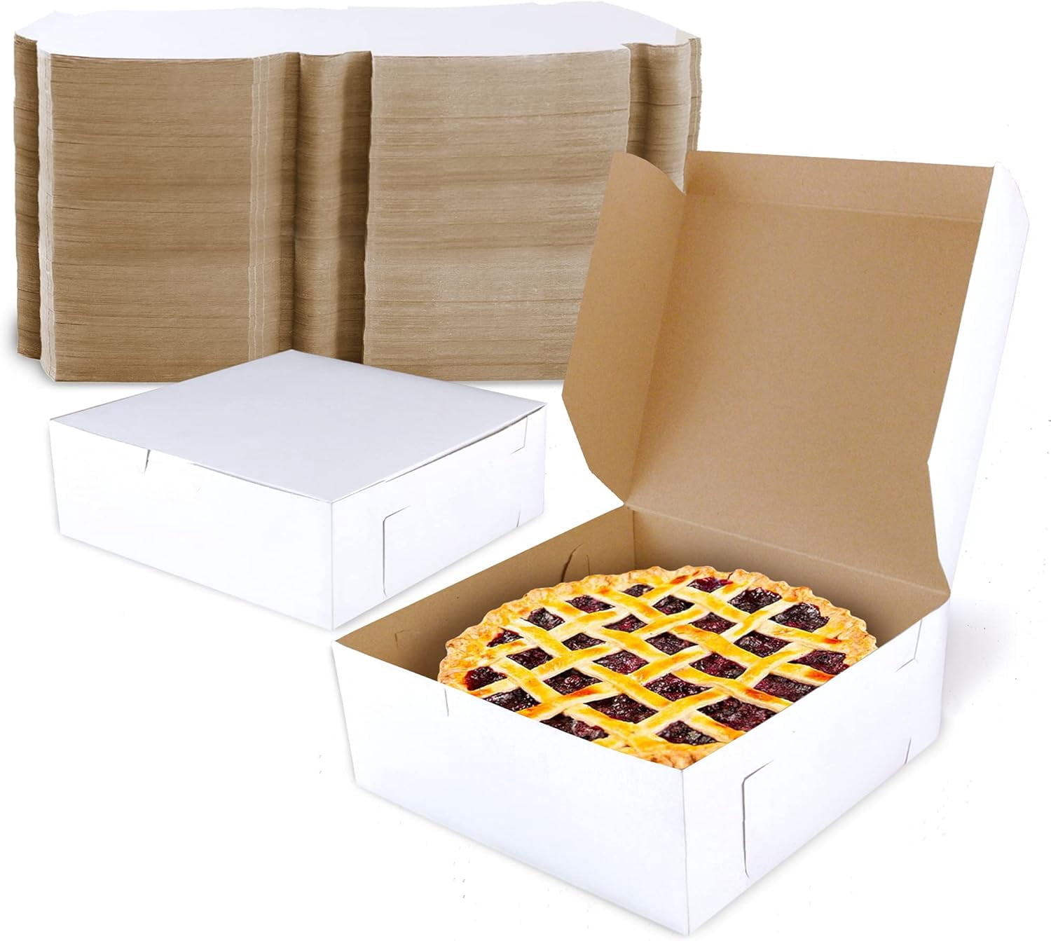 Fit Meal Prep 250 Pack White Bakery Boxes, 7 x 7 x 3 Inches Kraft Lined ...