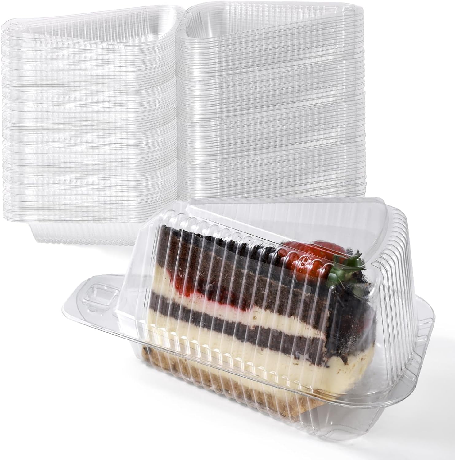 Fit Meal Prep 300 Pack Cake Slice Plastic Containers with Lids - Single ...