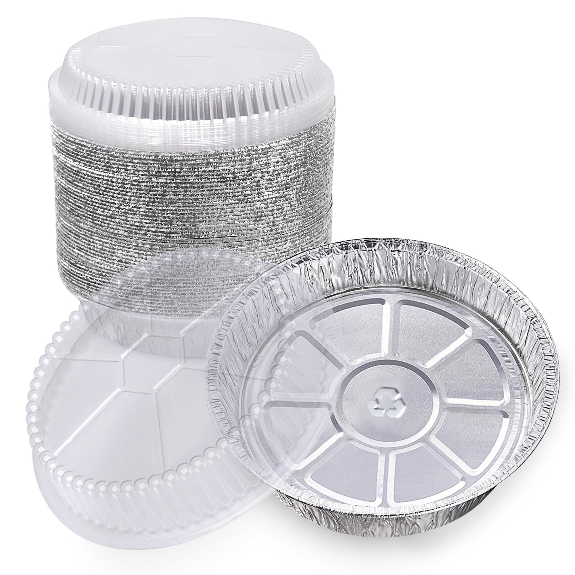 Fit Meal Prep 45 Pack 9” Round Aluminum Foil Pans with Clear Dome Lids ...