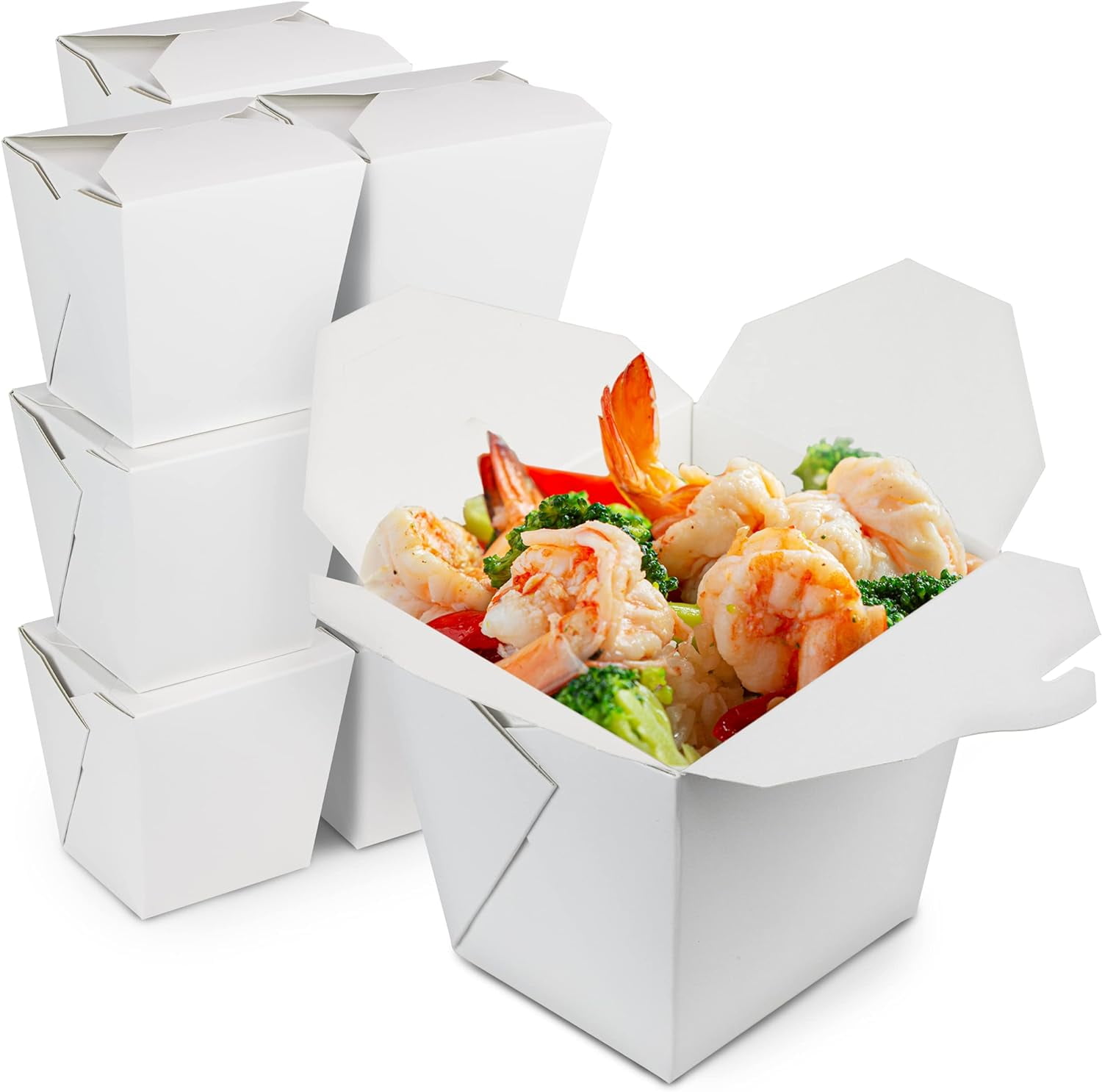 Fit Meal Prep [450 Pack] Chinese Take Out Boxes - 26 oz Plain White ...