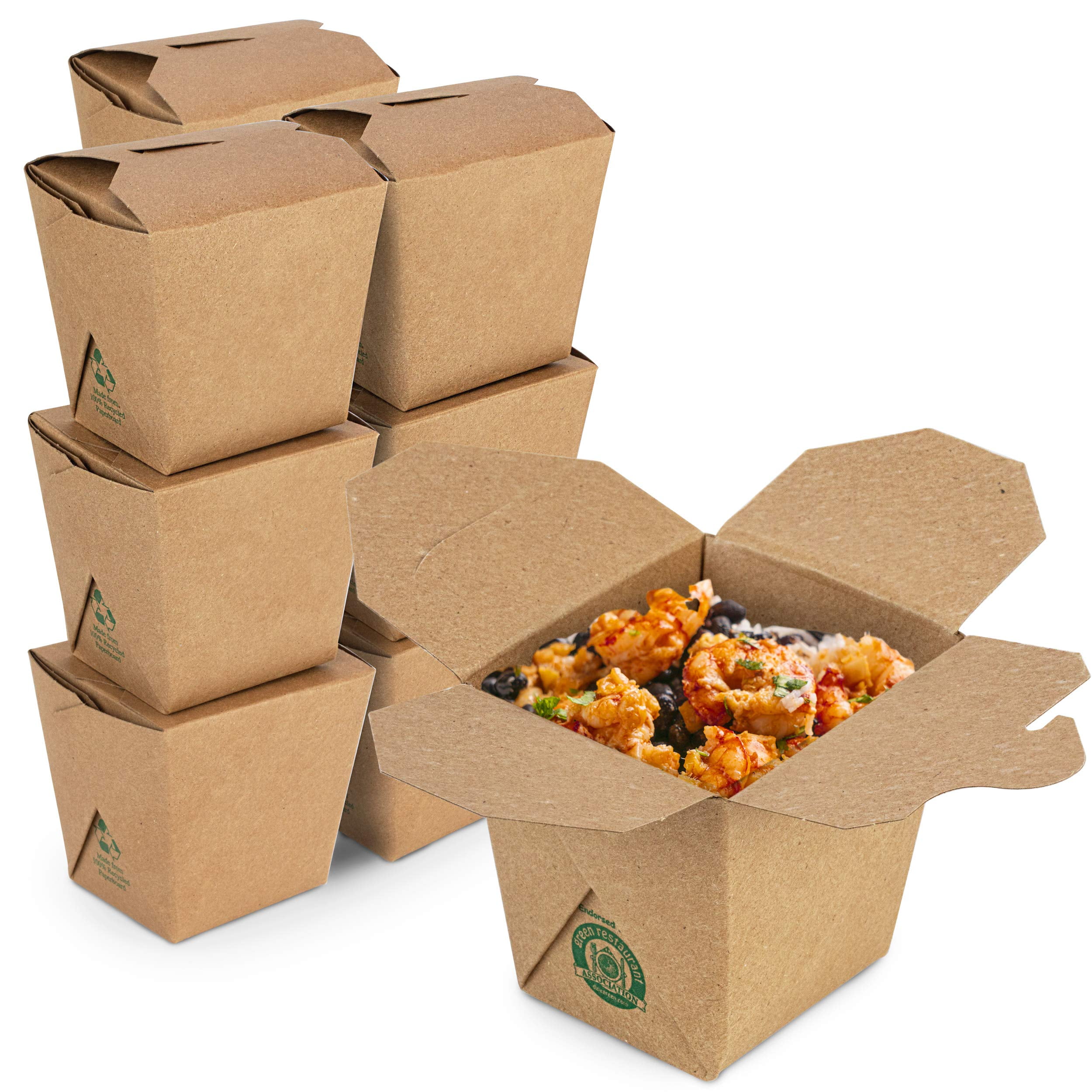 Fit Meal Prep 50 Pack 16 oz Chinese Take Out Boxes - 3.8x3” Plain Kraft ...