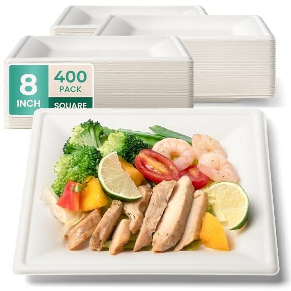 Fit Meal Prep [50 Pack] Compostable Paper Plates, 10 Inch Biodegradable ...