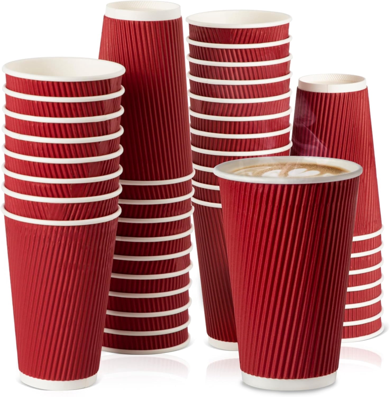Fit Meal Prep 500 Pack 12 oz Red Disposable Coffee Cups, Corrugated ...