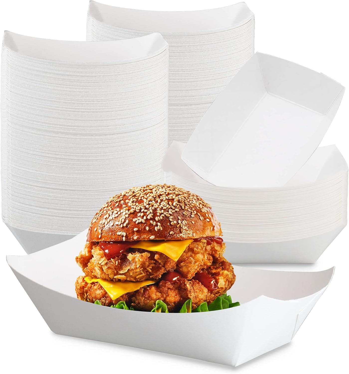Fit Meal Prep [500 Pack 3 lb Paper Food Boats Heavy Duty Disposable ...