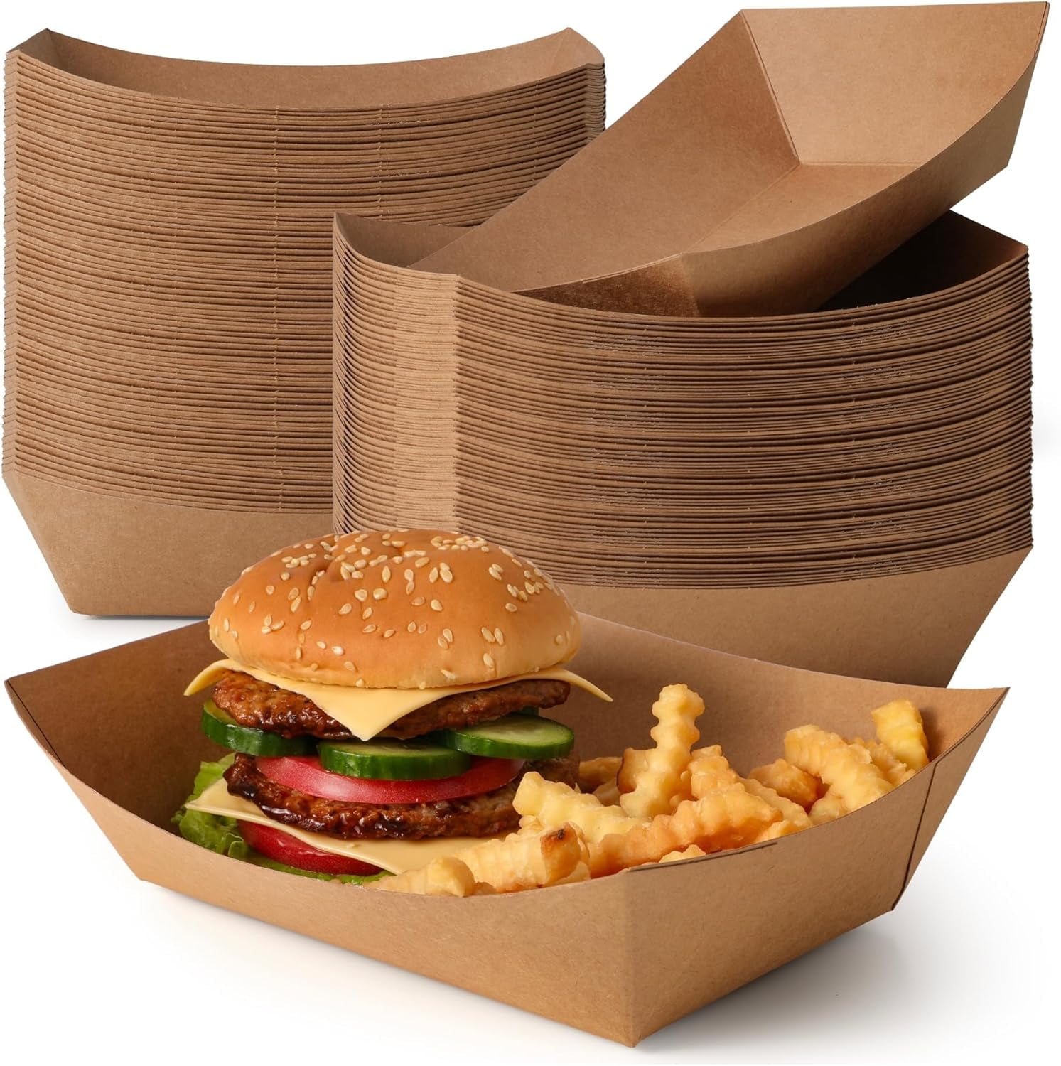 Fit Meal Prep [500 Pack 5 lb Paper Food Boats Heavy Duty Disposable ...