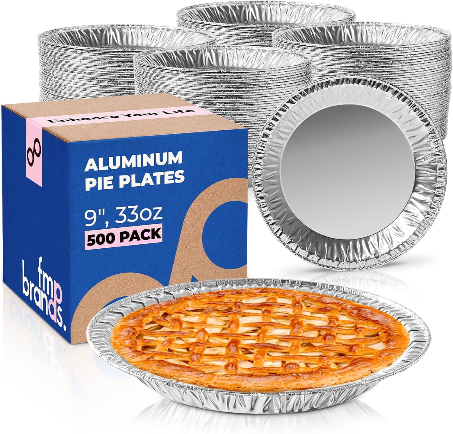 Fit Meal Prep 500 Pack 9 inch Pie Pan - Aluminum Foil Pie Plate for ...