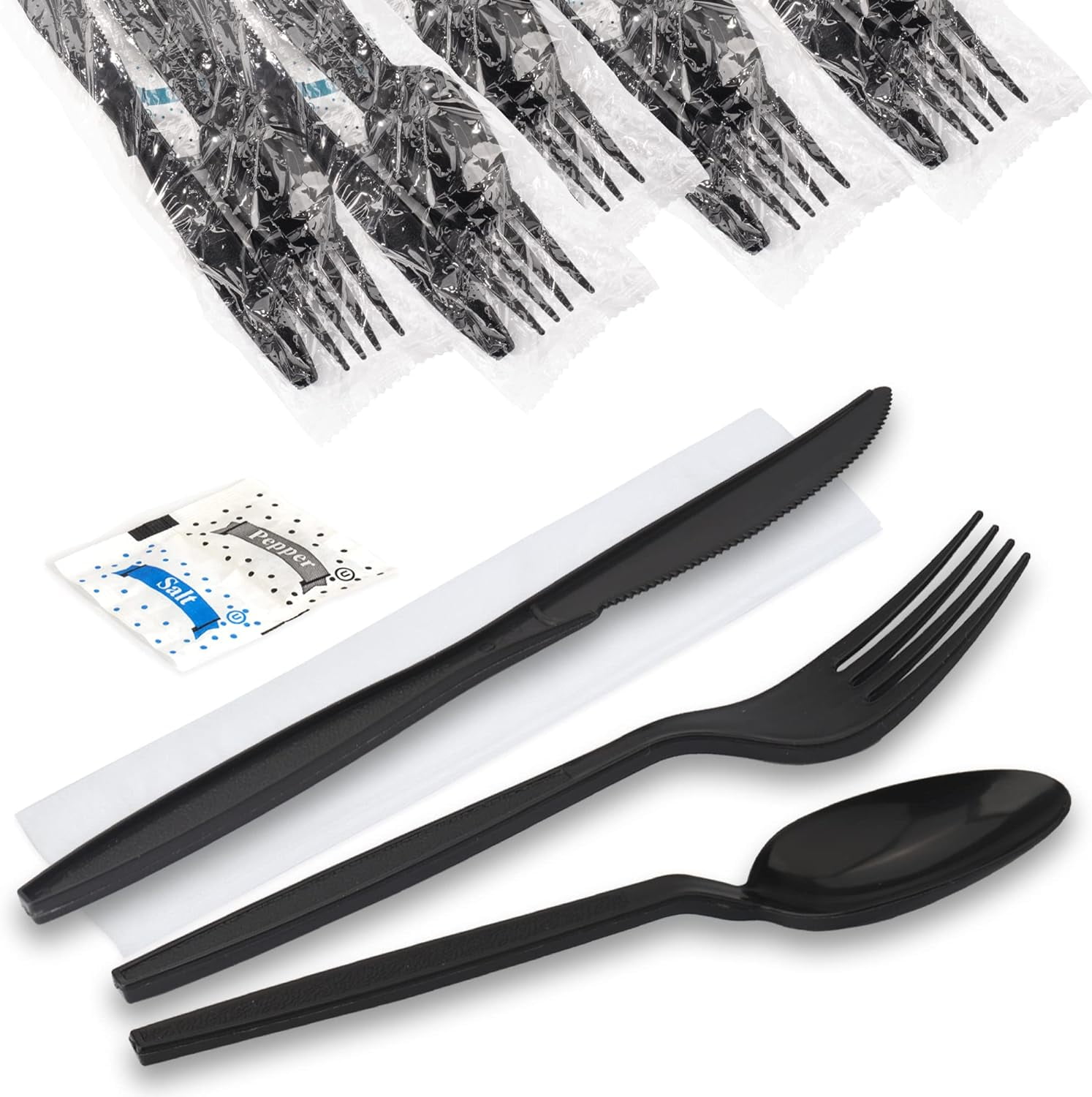 Fit Meal Prep [500 Pack] Individually Wrapped Utensils - Prepackaged White Plastic Cutlery Set ...