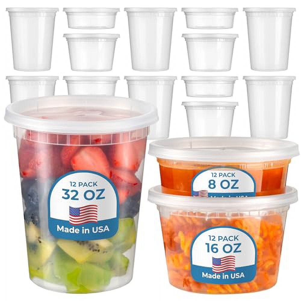 Fit Meal Prep Containers, 36-Pack, BPA-Free, 8/16/32 oz Sizes ...