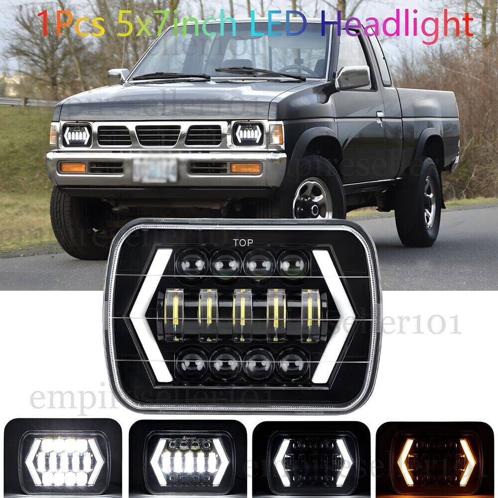 Fit Nissan D21 Pickup 1986-1994 Black 7x6" LED Headlight Hi-Lo DRL Turn ...