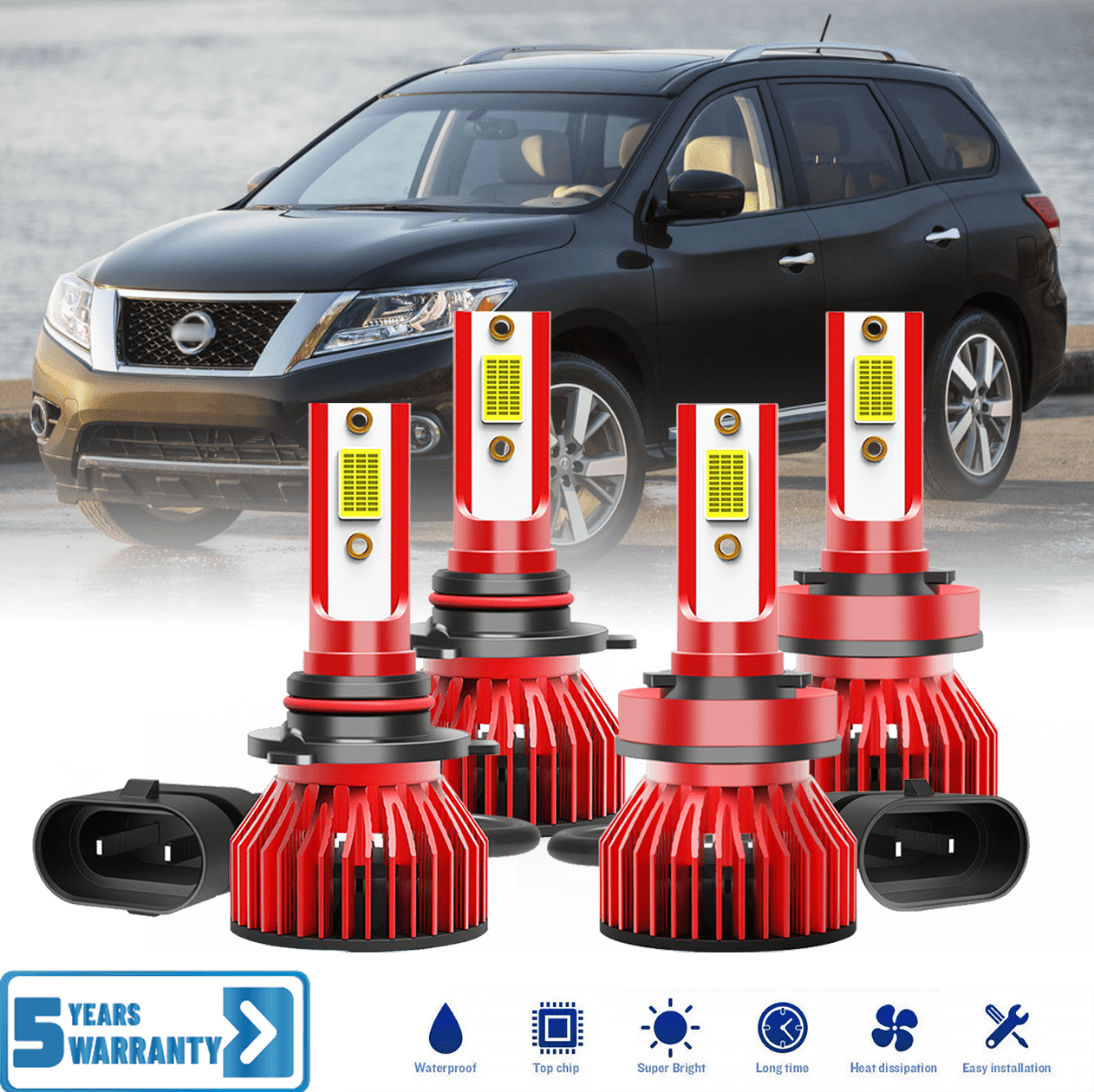 Fit for Nissan Pathfinder 2013 2014 2015 2016 – 9005 H11 LED Headlight ...
