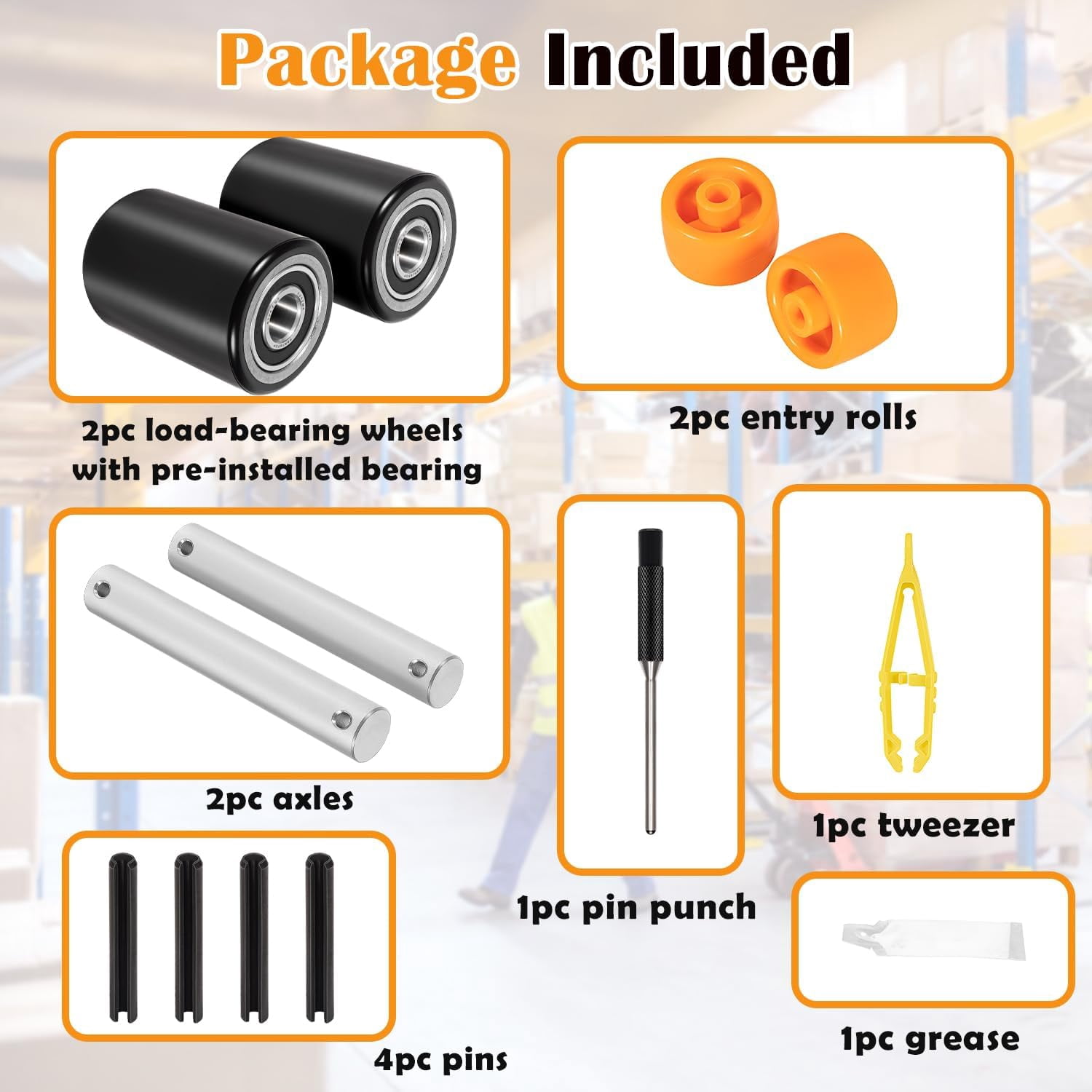 Fit for PTH50 Pallet Jack Front Load Wheels Replacement Kit, Pair Front ...