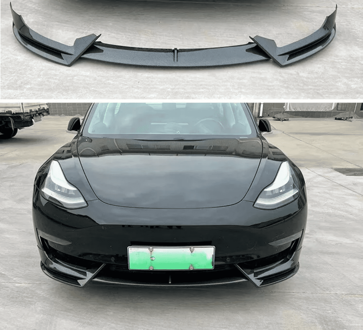 Fit Tesla Model 3 2017-2023 Carbon Fiber Front Bumper Lip Spoiler ...