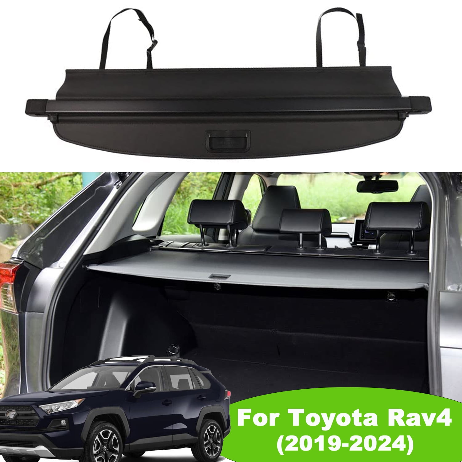 Fit Toyota RAV4 2019-2024 Black Retractable No Gap Cargo Cover, Rear ...