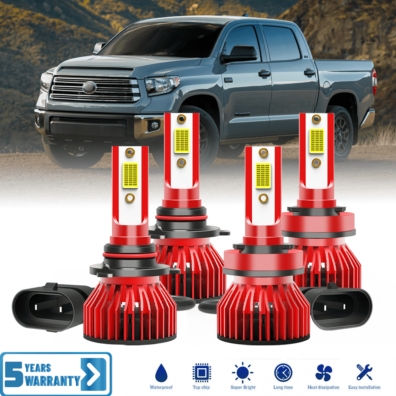 Fit for Toyota Tundra 2007-2013 – 9005 H11 LED Headlight Combo 4 Pack ...