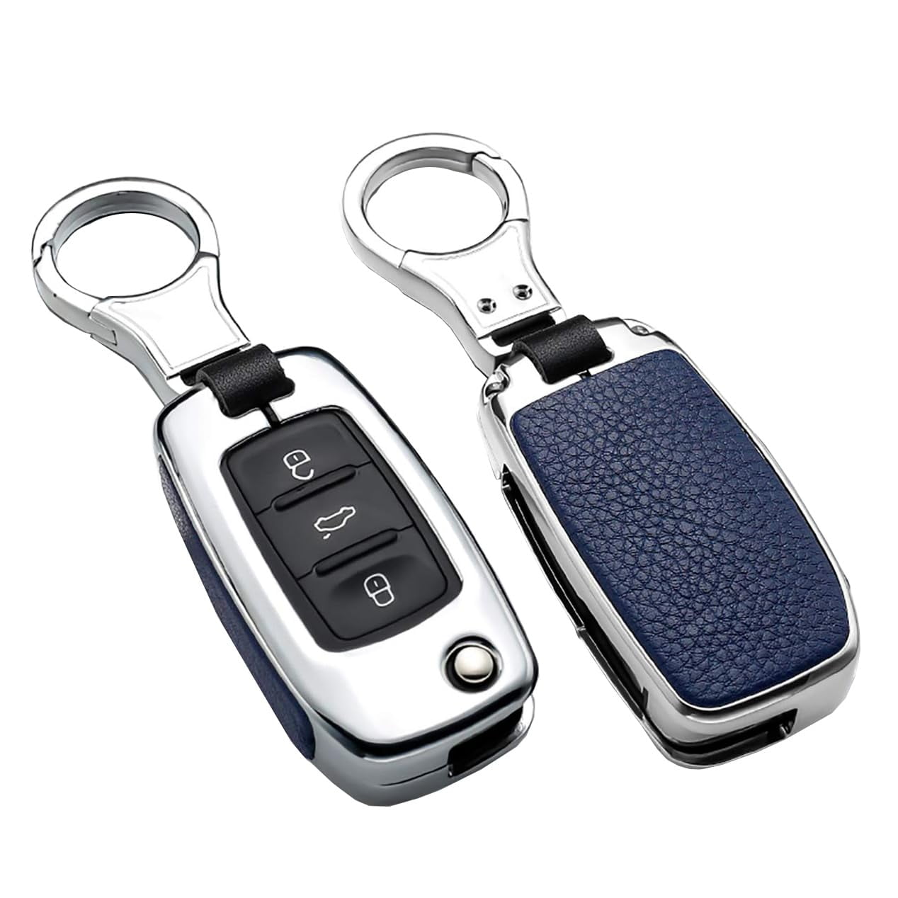 Fit for Volkswagen Key Fob Cover Key Case Remote Cover Metal Leather ...