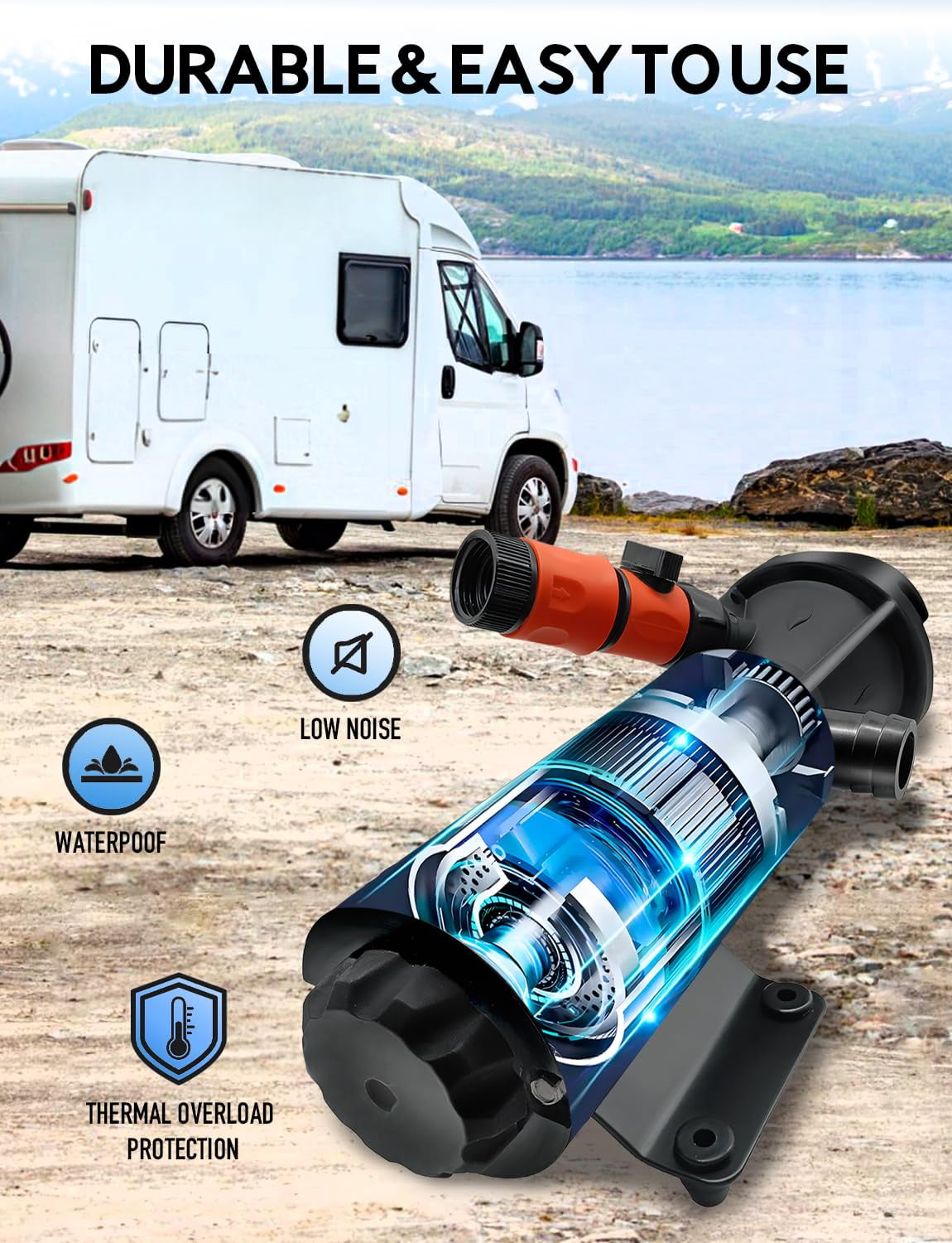 Fit foe RV Sewage Pump 12V12GPM 12A Macerator Pump for RV, Quick ...