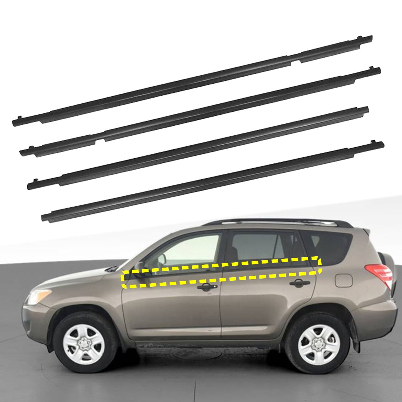 Fit for 09-12 RAV4 Window Weatherstrips, Exterior Trim Seal Strips (4 ...