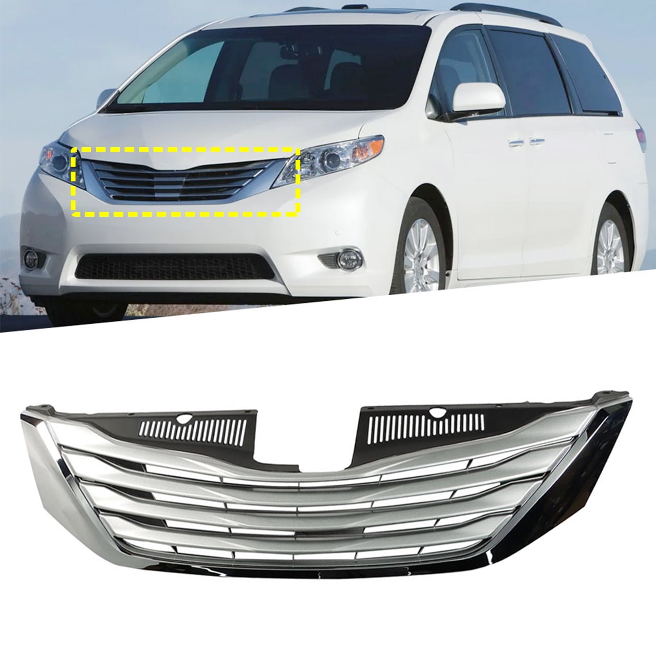 Fit for 11-14 Sienna Grill Chrome Front Grille - Walmart.com