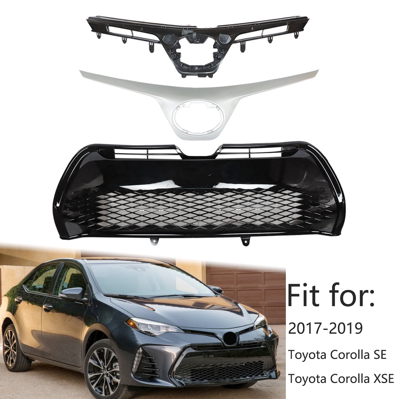 Fit for 17-19 Corolla SE / XSE Grill Set Grille Kit - Walmart.com