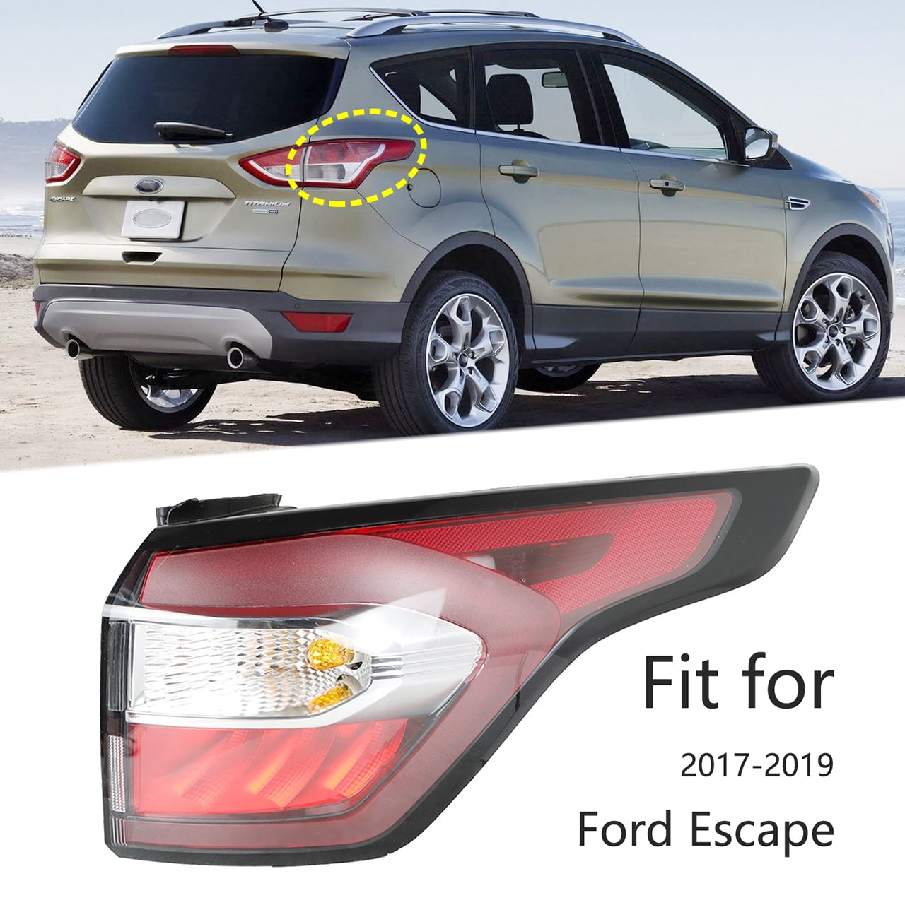 Fit for Ford Escape 17-20, Right Rear Tail Light Housing Assembly, No ...