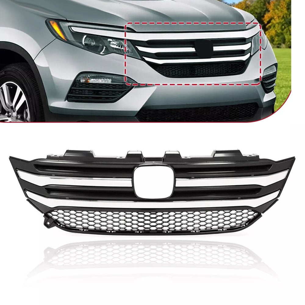 Fit for 2016-2018 Honda Pilot Front Upper Grille With Chrome Trim ...