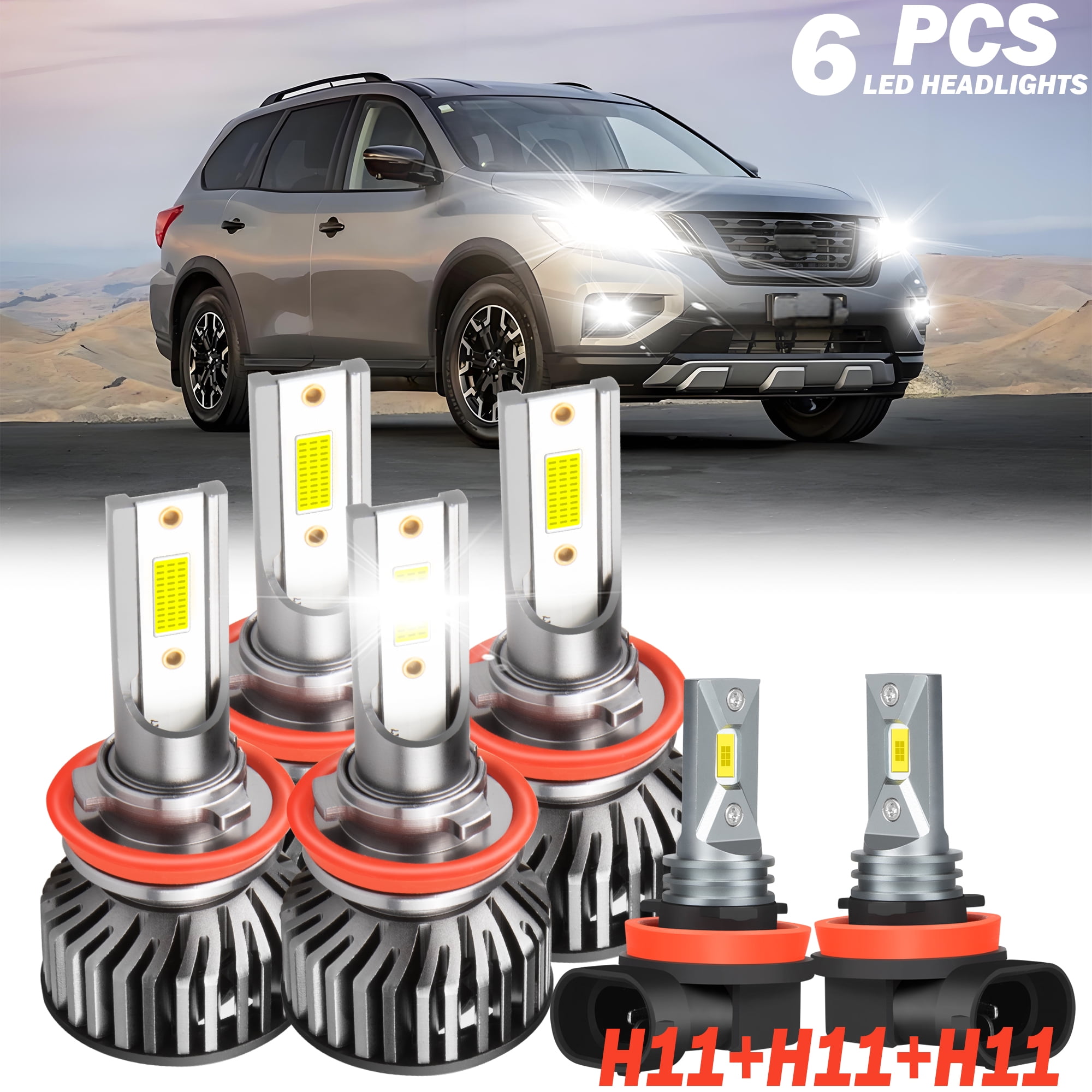 Fit for 2017 - 2020 Nissan Pathfinder LED headlight bulbs H11 H9 H8 ...