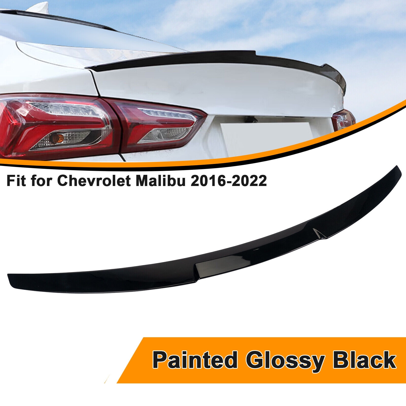 Fit for Chevrolet Malibu 2016-2022 Car Rear Trunk Spoiler Wing Glossy Black - Walmart.com