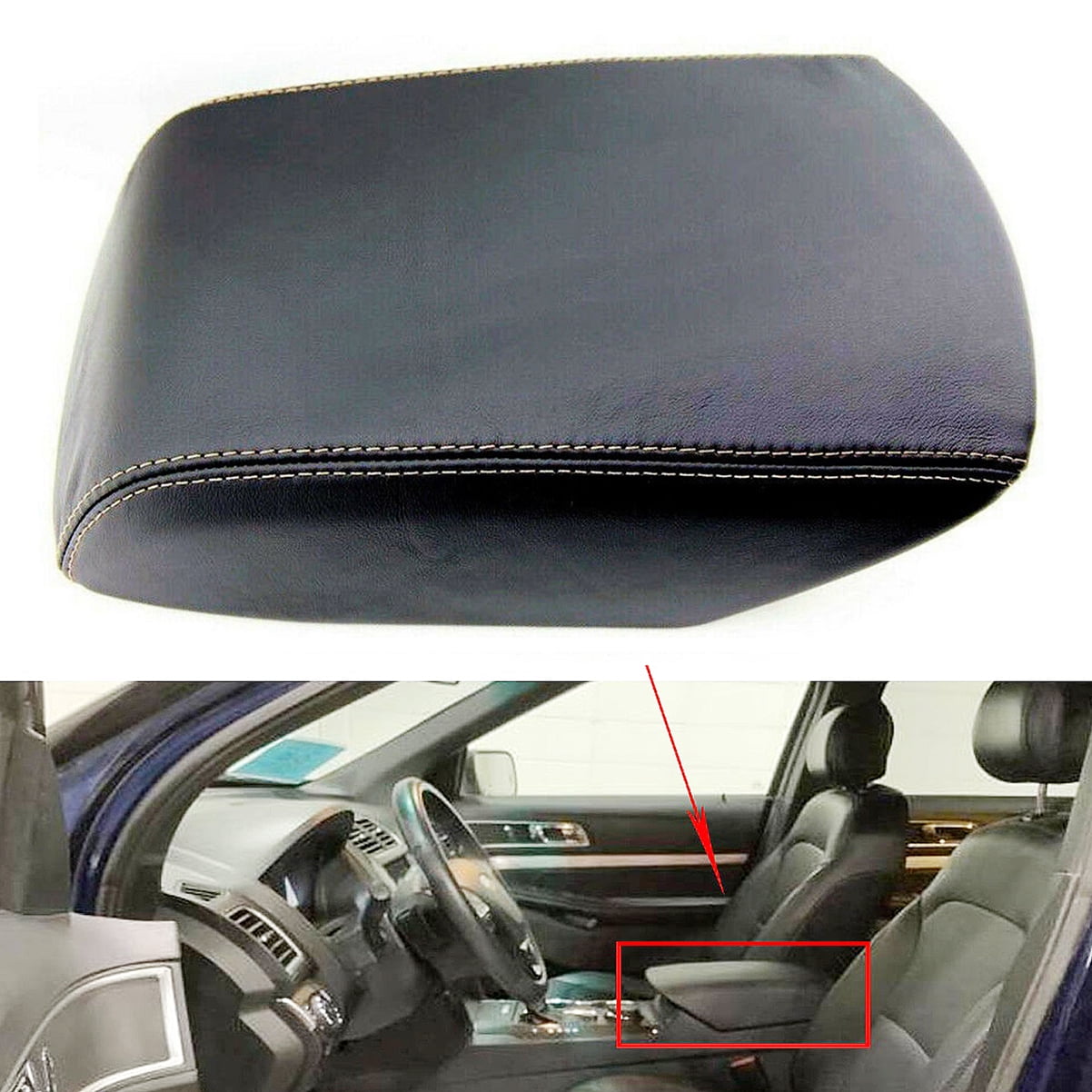 Fit for Ford Explorer 2011-2019 Leatherette Center Console Armrest Lid ...