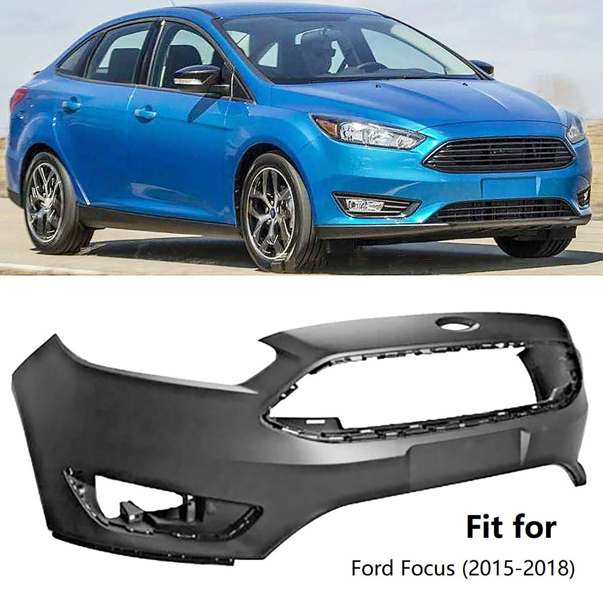Fit for Ford Focus 2015-2018, Unpainted Front Bumper Cover, High ...