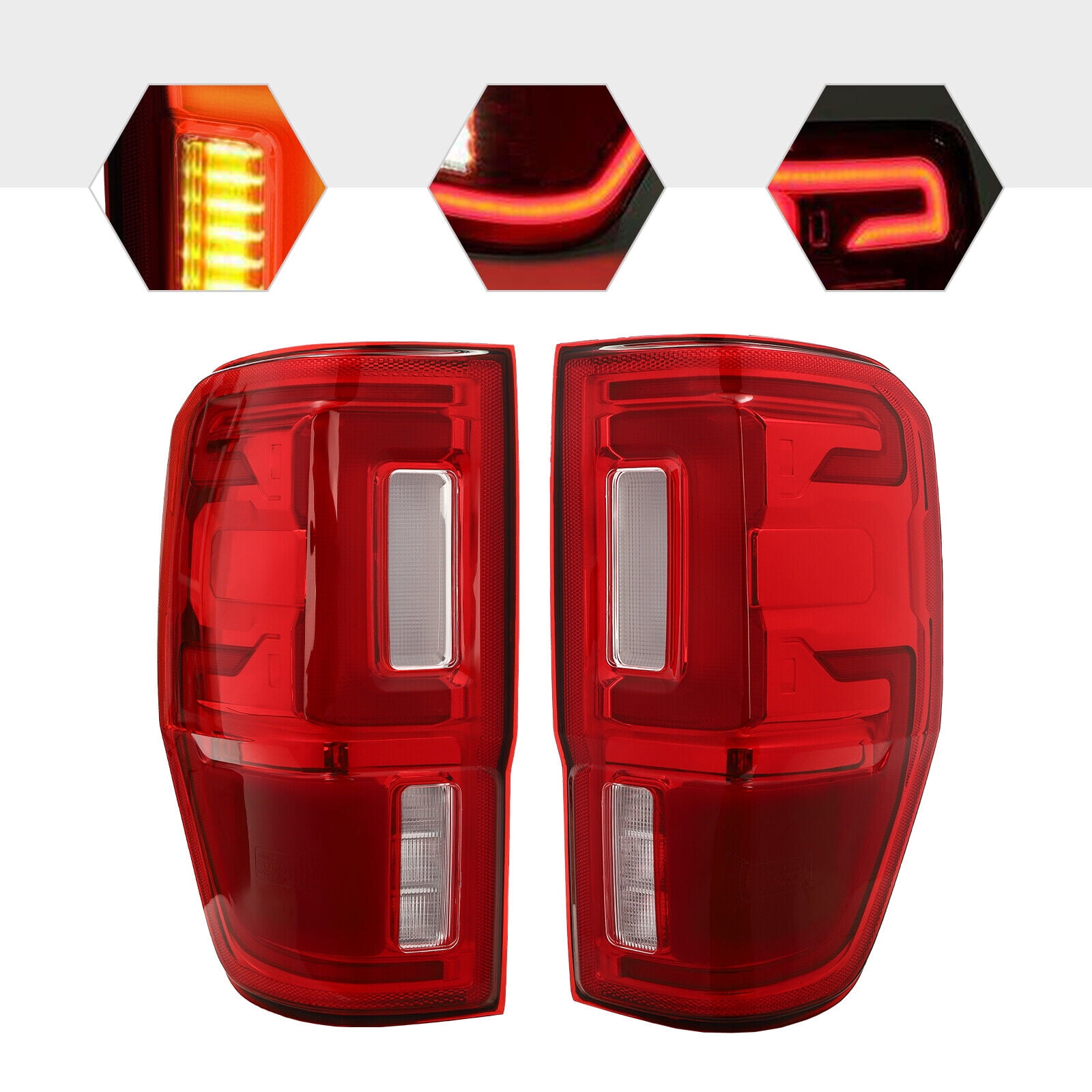 Fit for Ford Ranger 2019-2023 2x LED Rear Tail Lights With Blind Spot ...