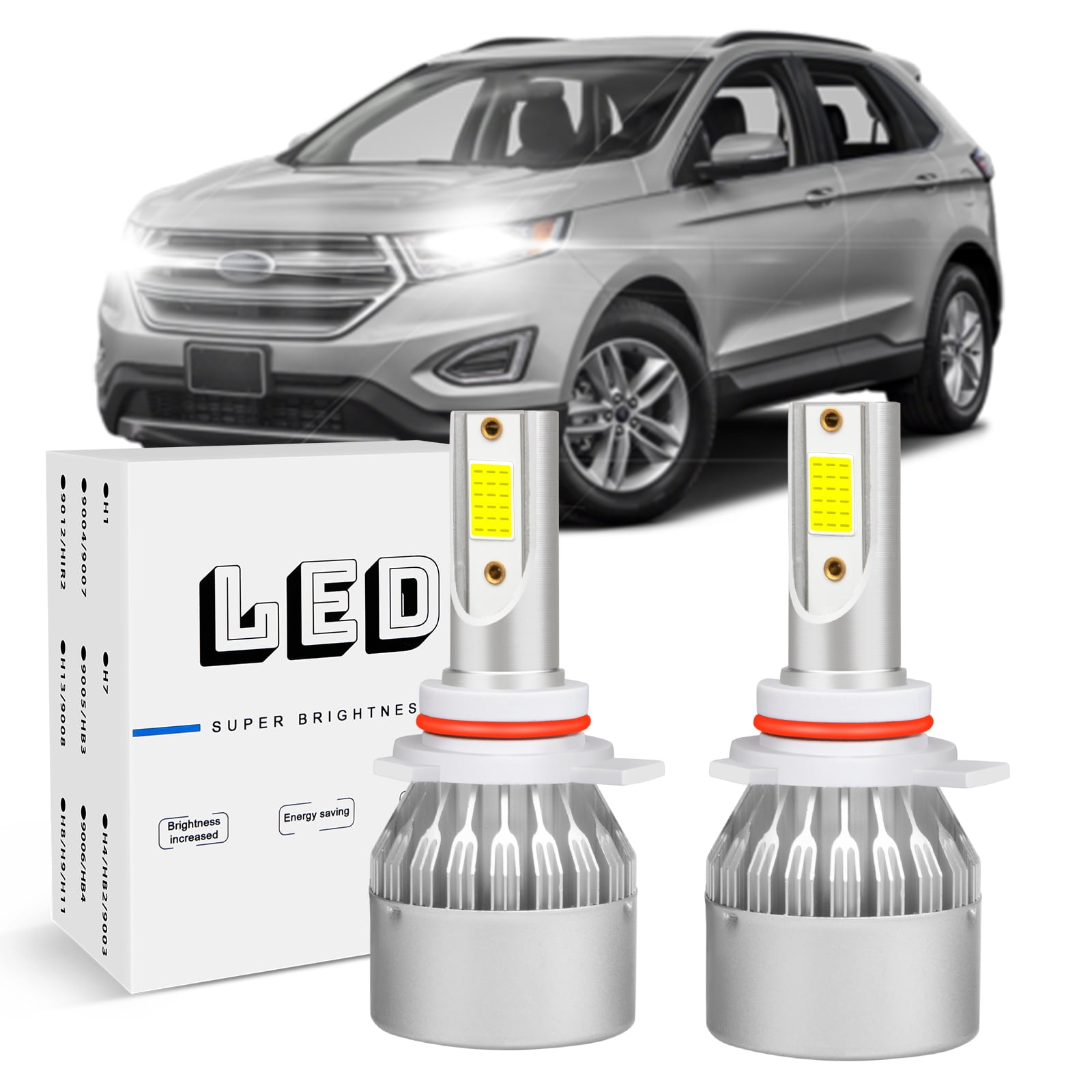 Fit for Ford edge 2011 2012 2013 2014 - 2PC 9012 LED Headlight Bulbs ...