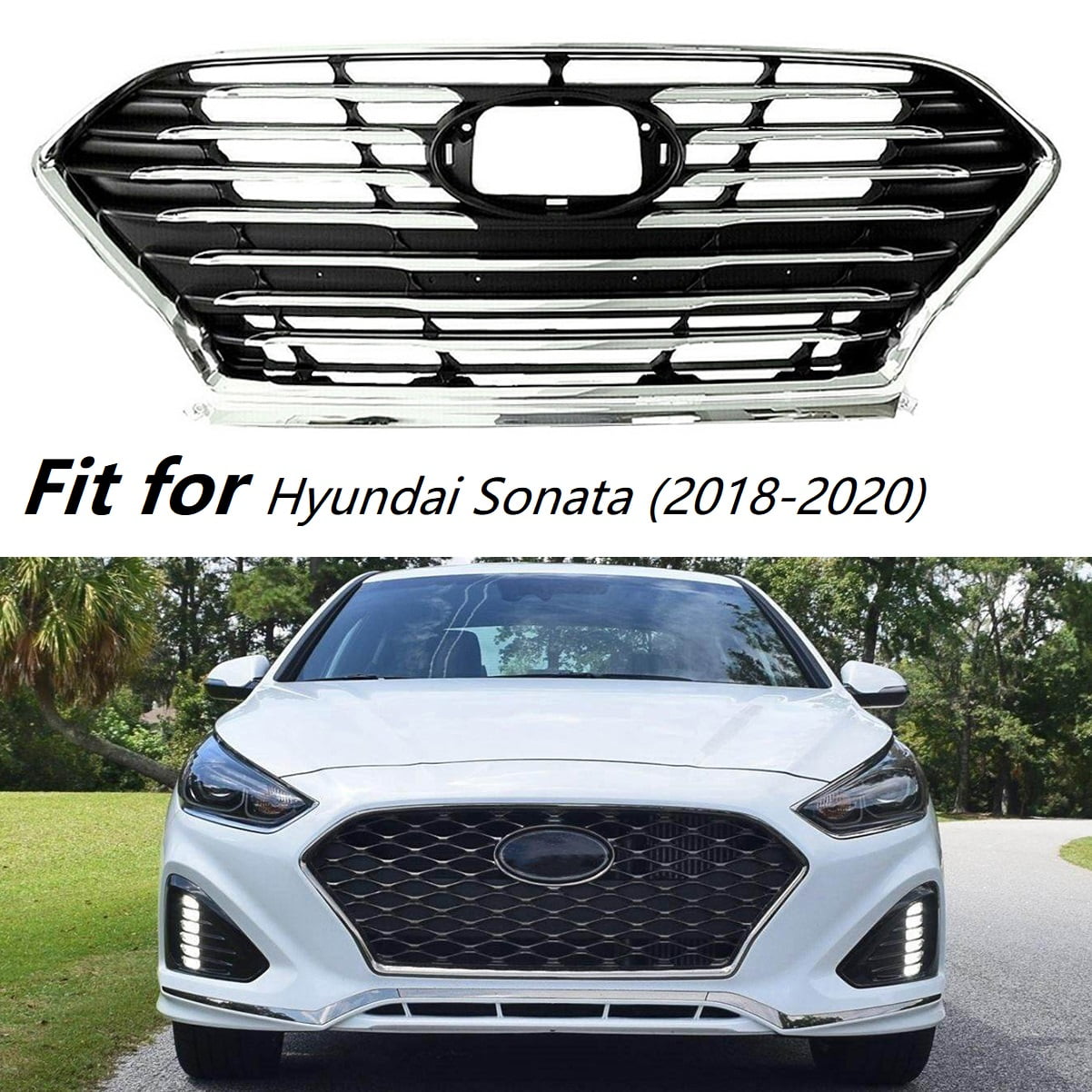 Fit for Hyundai Sonata 2018 2020 Chrome Front Grille Grill