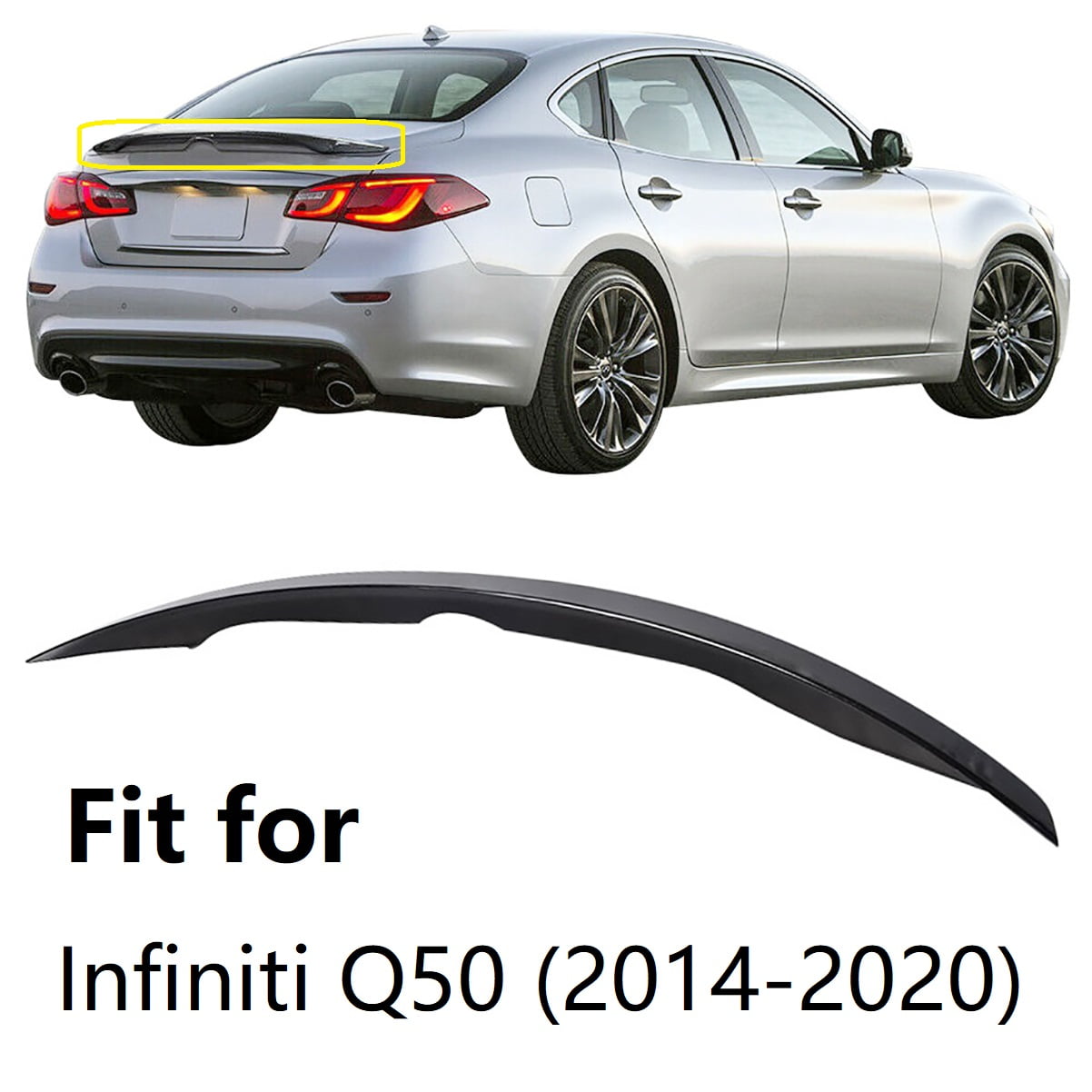 Fit for Infiniti Q50 2014-2020 Rear Spoiler Trunk Lid Wing (Gloss Black ...