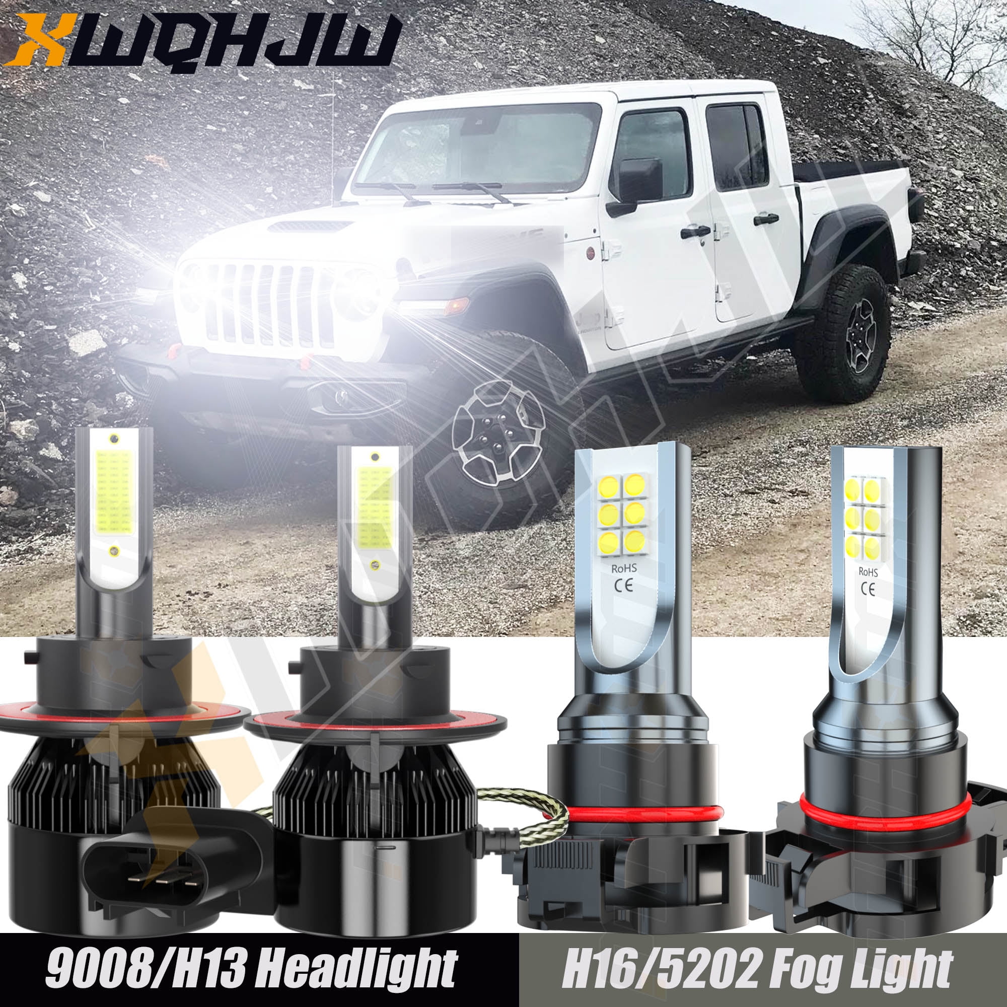 Fit for Jeep Gladiator 2020 2021 2022 LED Headlight Hi/Lo +Fog Light 4 ...