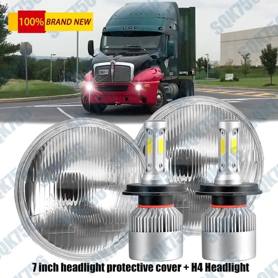 Fit for Kenworth T2000 Semi-truck 7Inch Round LED Headlights Pair High ...