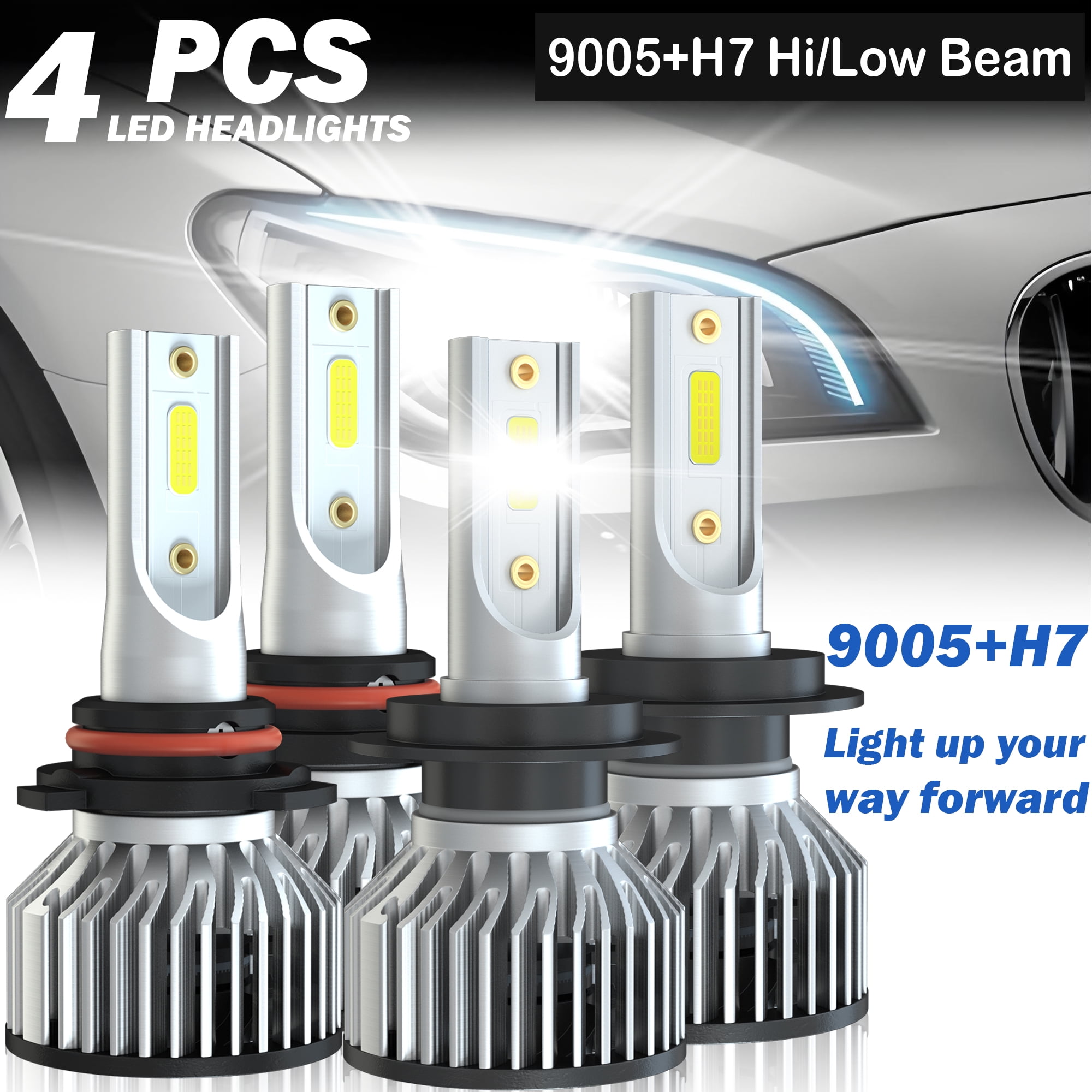 Fit for Mazda 3 2004-2009 LED Headlight Bulbs 9005 High Beam and H7 Low ...