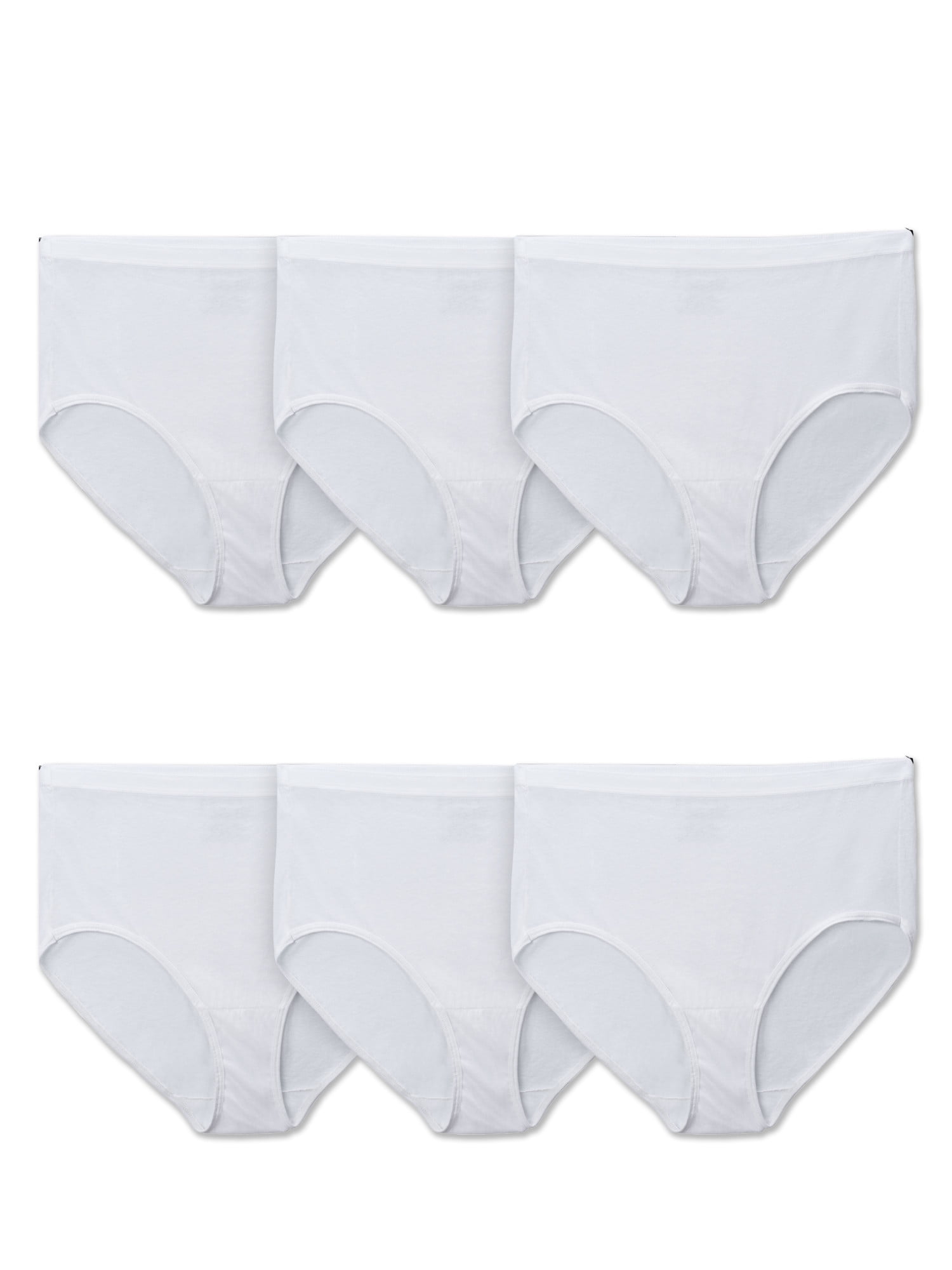 Fit for Me, Women's Plus Size Cotton Brief Underwear, 6-Pack, Machine ...