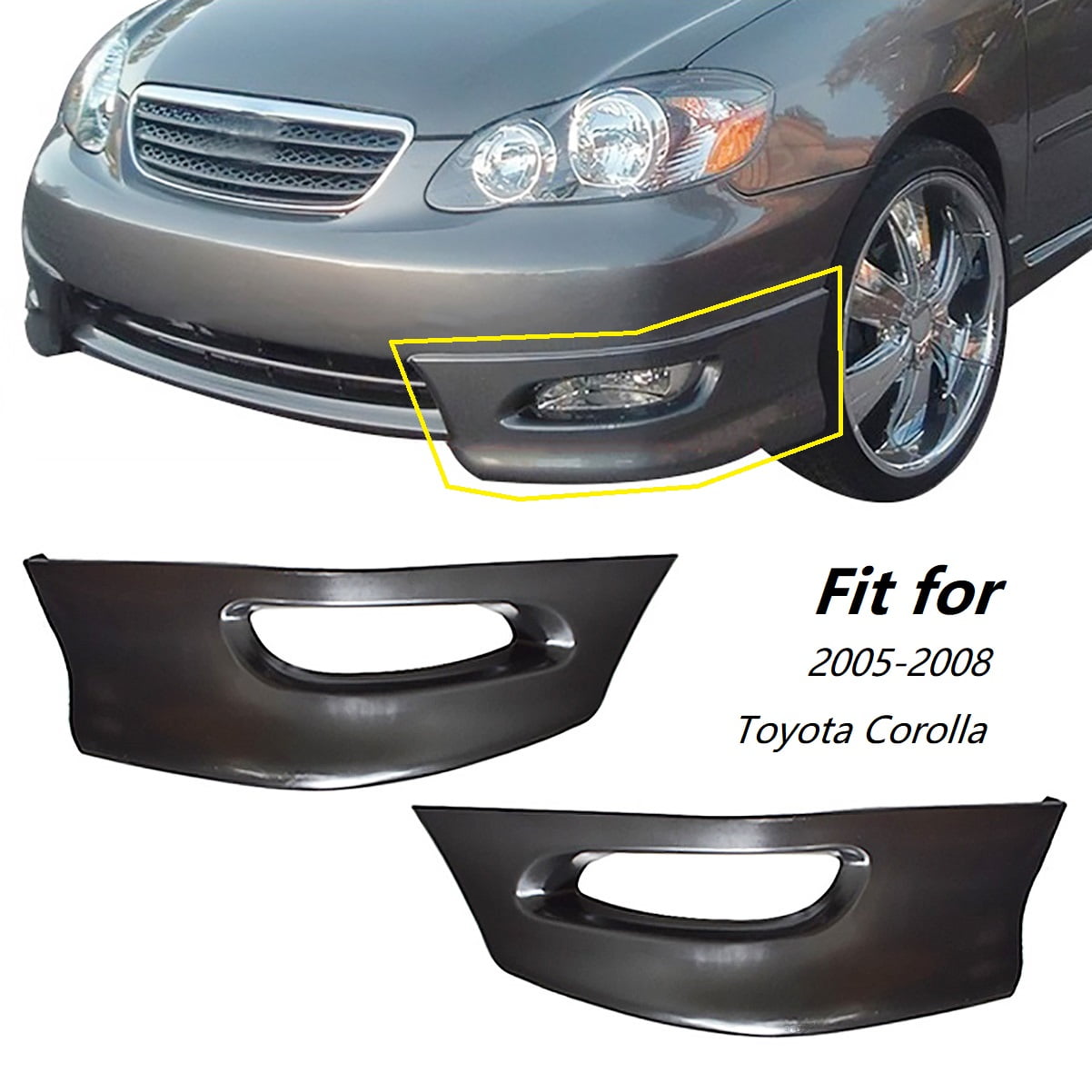 Fit for Toyota Corolla 2005-2008 Fog Light Covers Lip Spoiler Chin ...