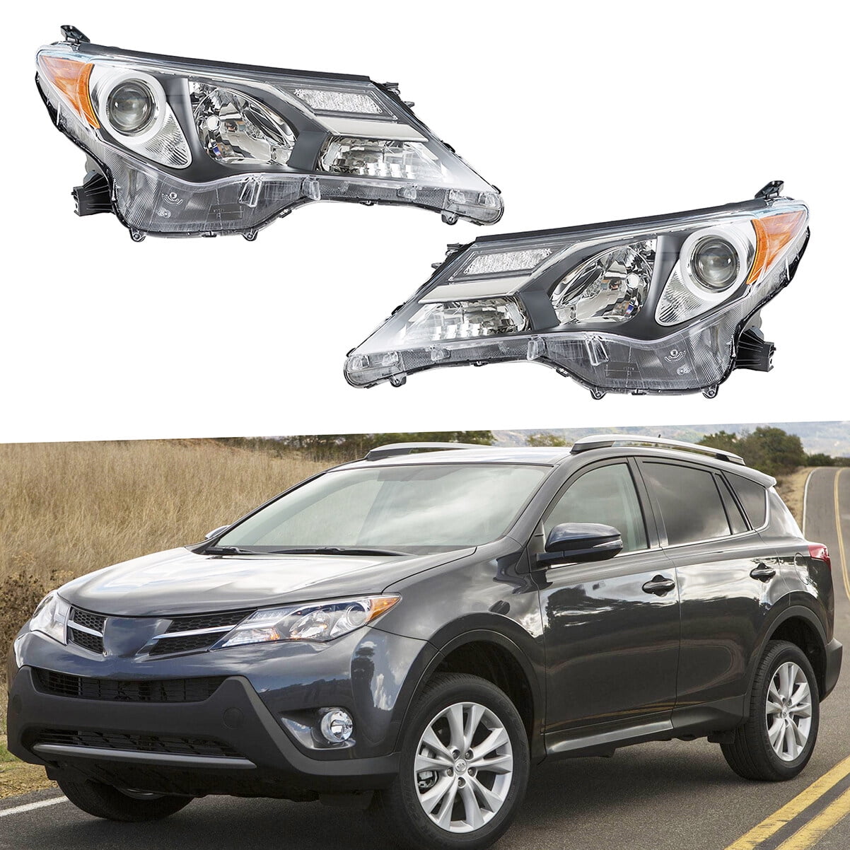 Fit for Toyota RAV4 2013-2015 Halogen Headlight Headlamp Housing ...