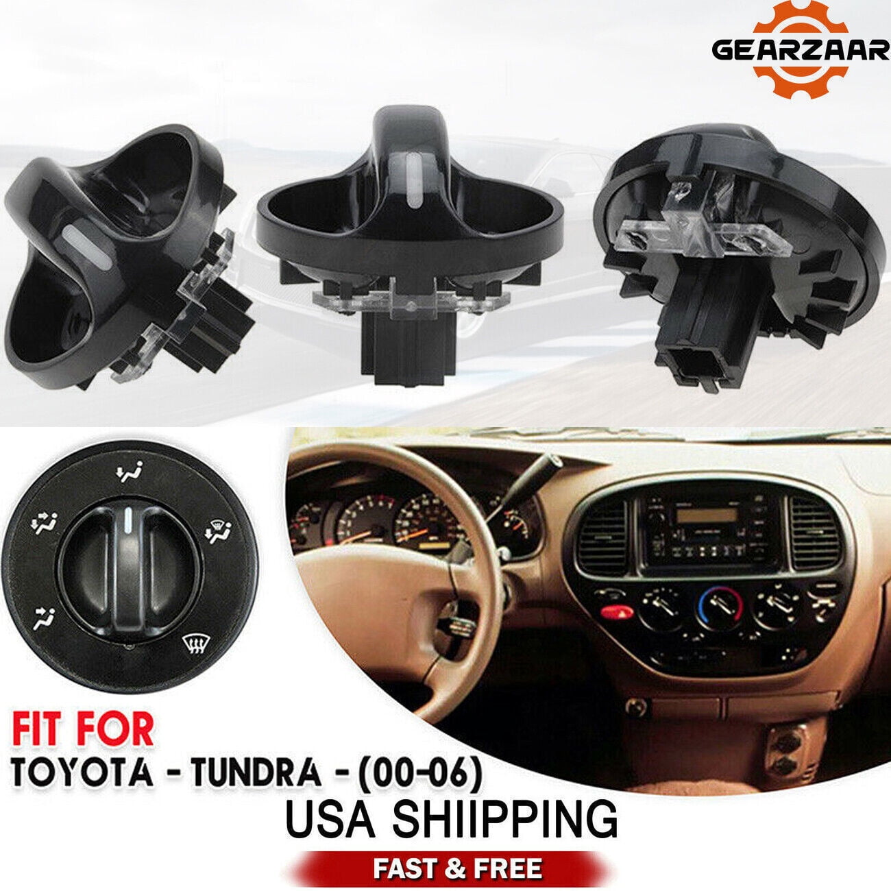 Fit for Toyota Tundra Truck 2000-06 Control Knobs Dials Heater A/C Fan ...