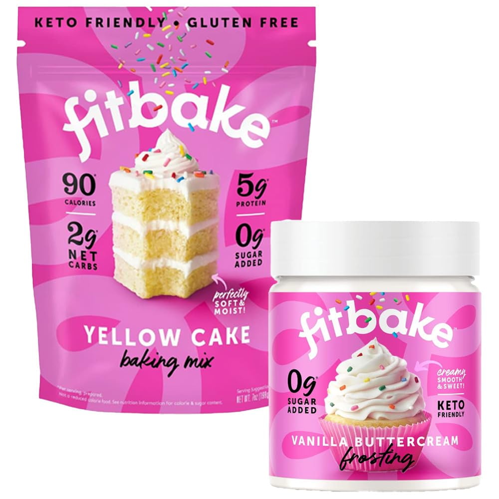 FitBake Yellow Cake Baking Mix and Vanilla Frosting | 0g to 2g Net ...