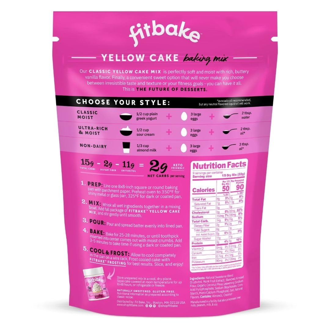 FitBake Yellow Cake TWE5 Baking Mix | 2g Net Carbs Keto Friendly Low ...