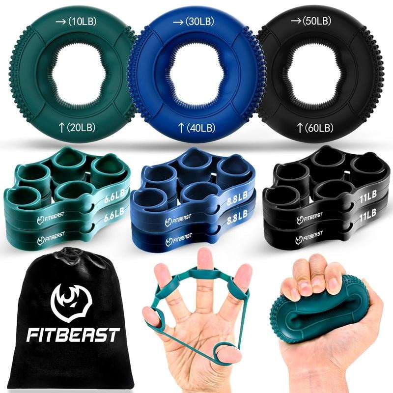 FitBeast Funny Hand Grip Strengthener Workout Kit (5 Pack) Forearm Grip ...