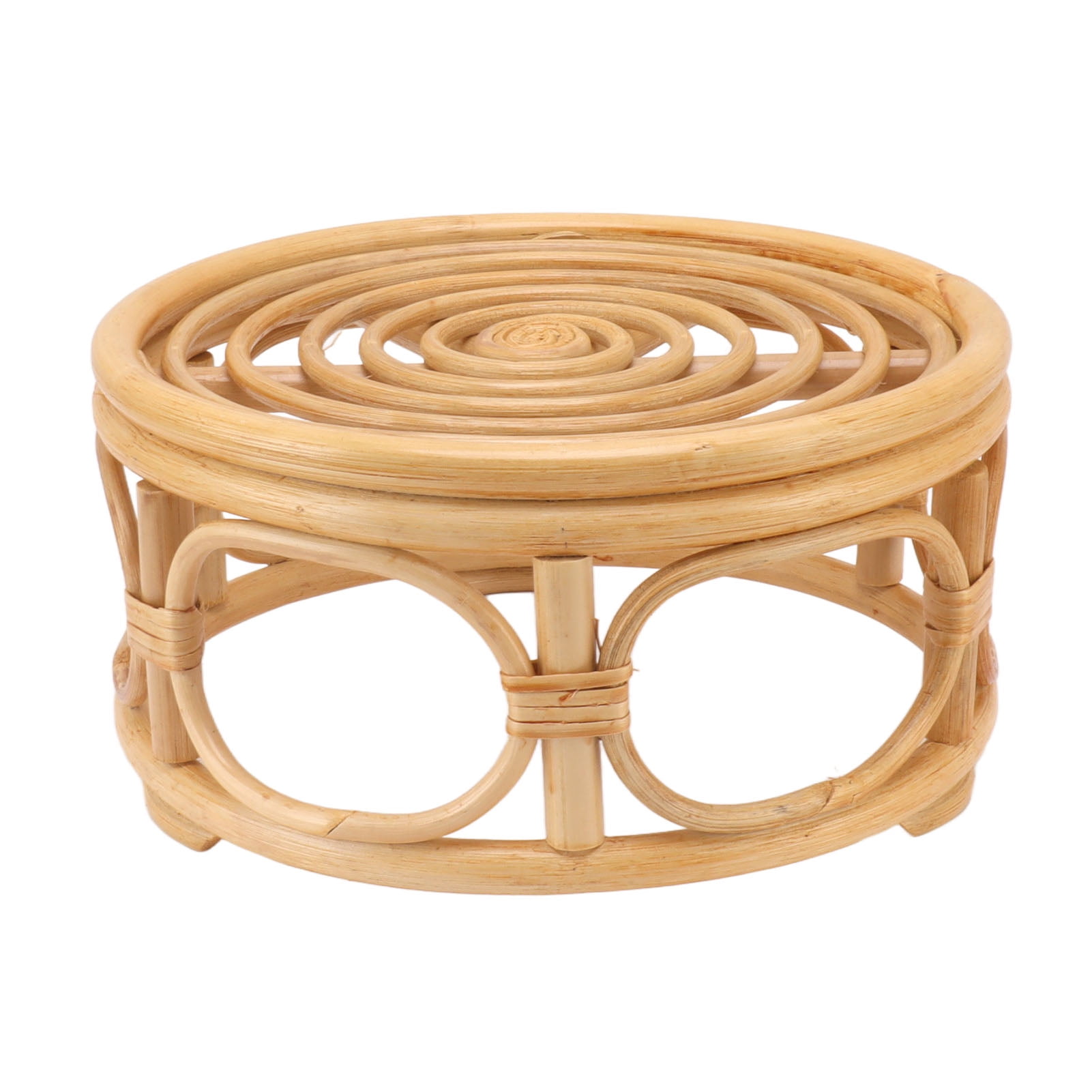 FitBest Round Shape Natural Plant Rack Handmade Rattan Planter Stand ...