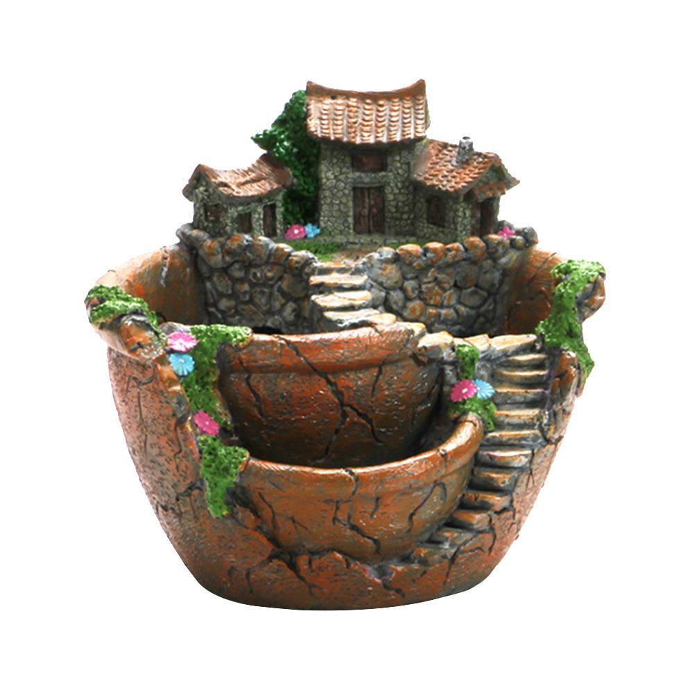 FitBest Simulated House Fleshy Flower Pot Decoration, Hanging Garden ...