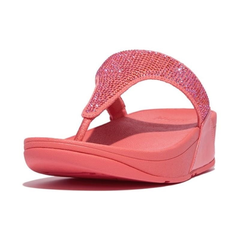 FitFlop Lulu Embellished Women Rosy Coral Flip Flop 7M - Walmart.com