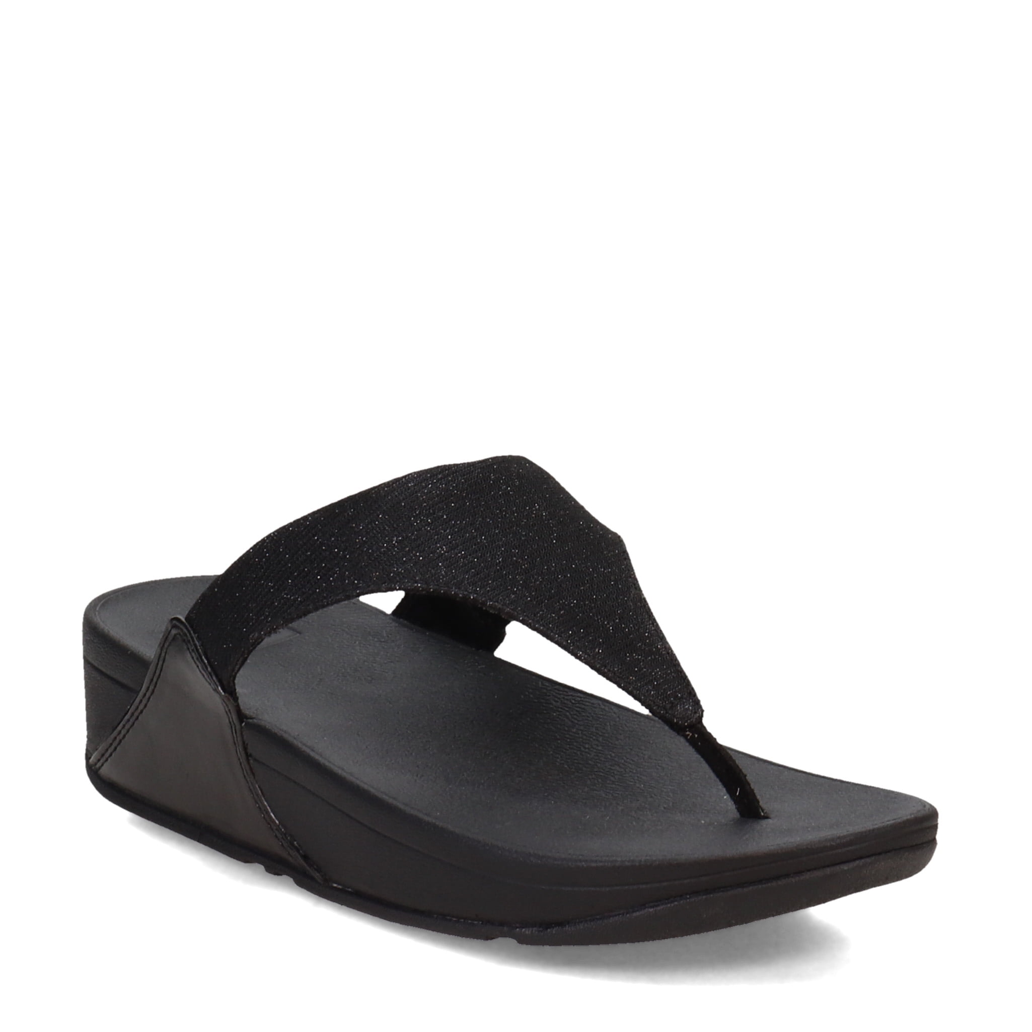 FitFlop Lulu Shimmerlux Toe Post Sandals All Black 11 M (B) - Walmart.com