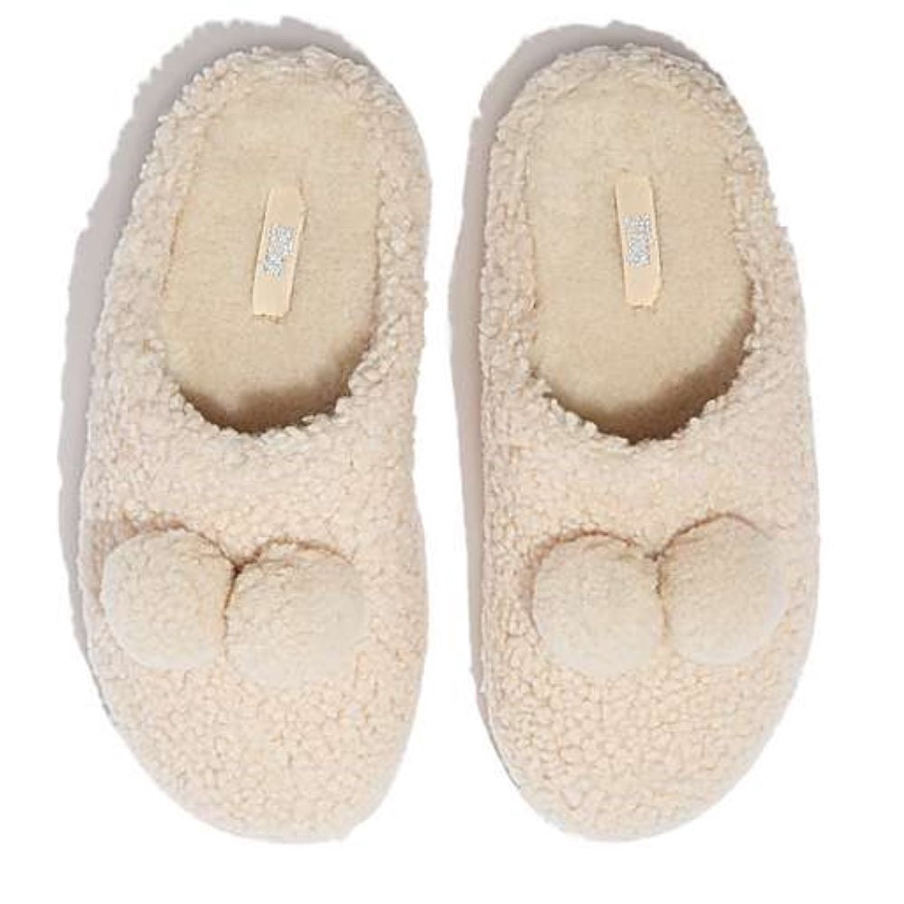 FitFlop Shuv Pom Pom Women Genuine Ivory Shearling Clog Slippers - 8 M ...